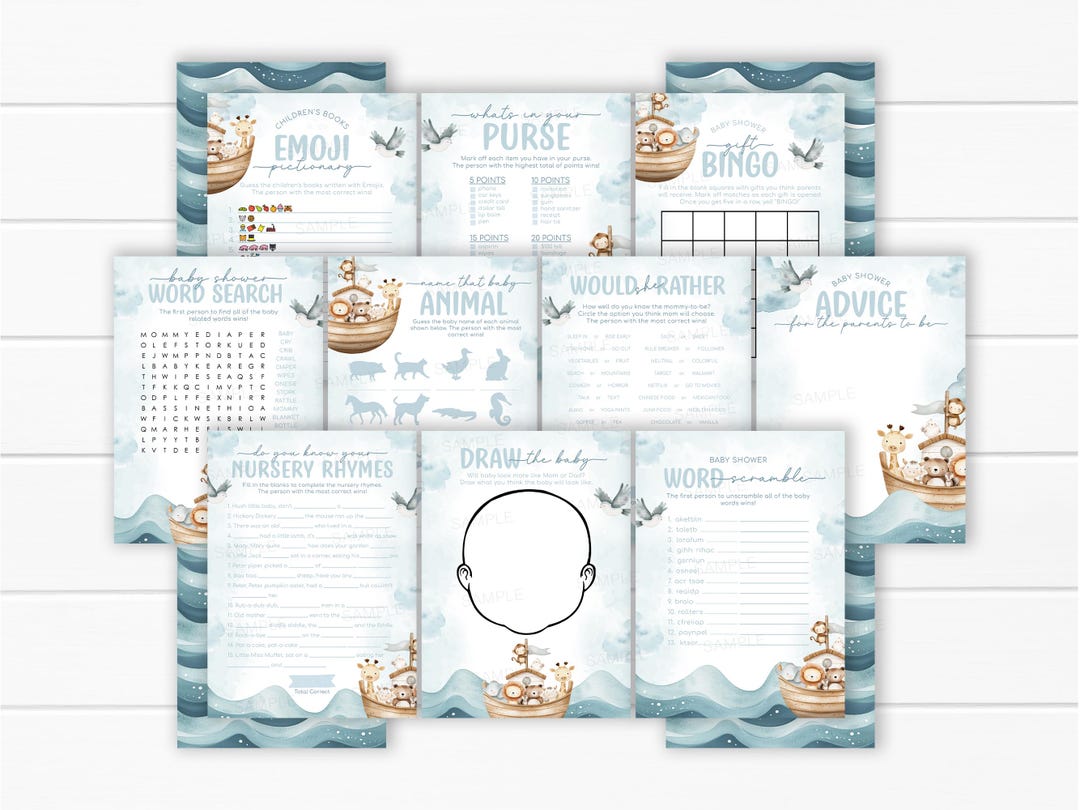 Noahs Ark Baby Shower Games - Printable Noahs Ark Baby Shower Activity ...