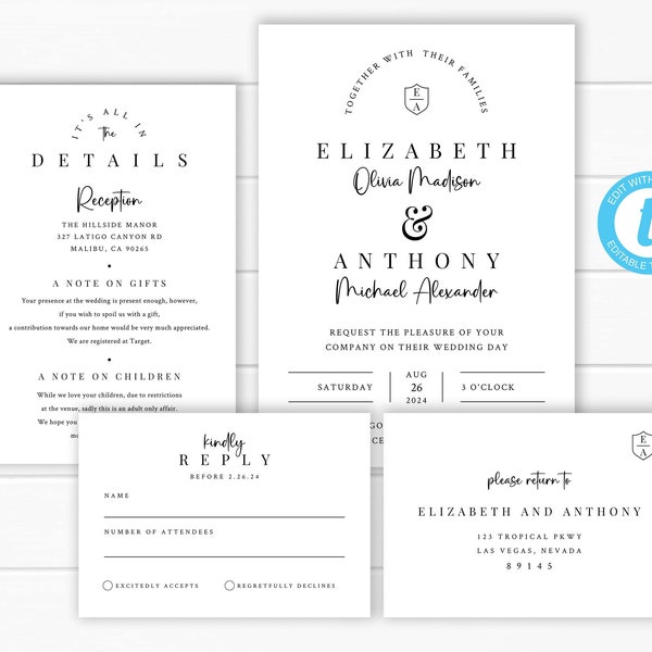 Wedding Invite Rsvp and Envelope - Etsy