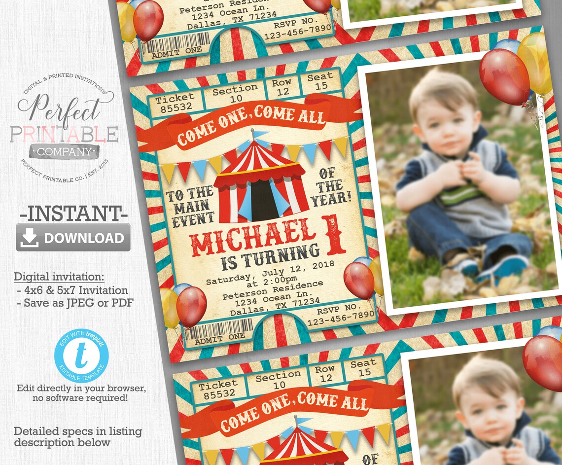 Carnival Invitation Carnival Birthday Party Invitation - Etsy