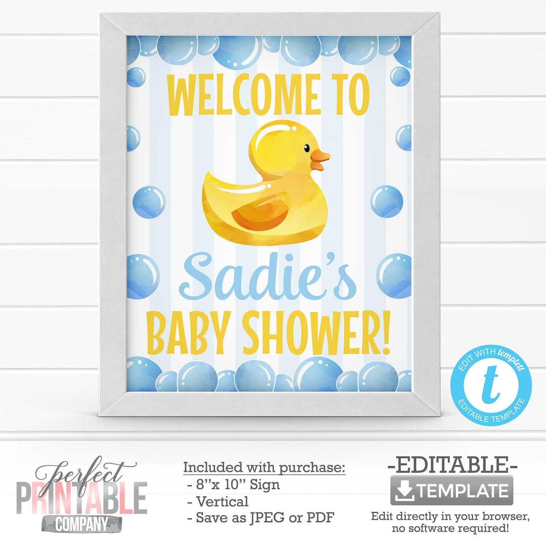 Rubber Duck Welcome Sign, Rubber Duck Baby Shower Welcome Sign, Rubber ...