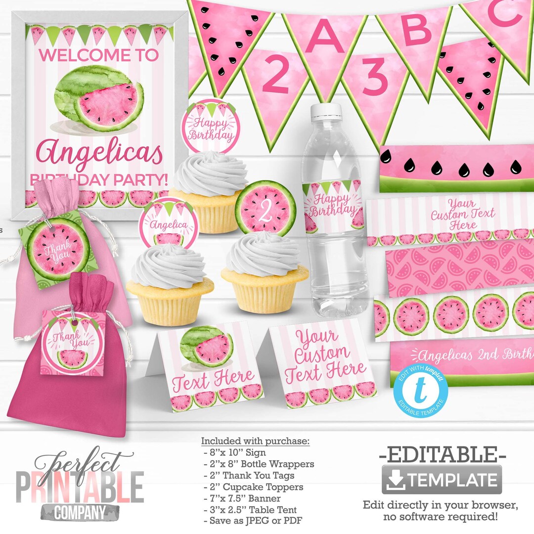 Watermelon Birthday Decorations, Watermelon Party Package, Watermelon ...