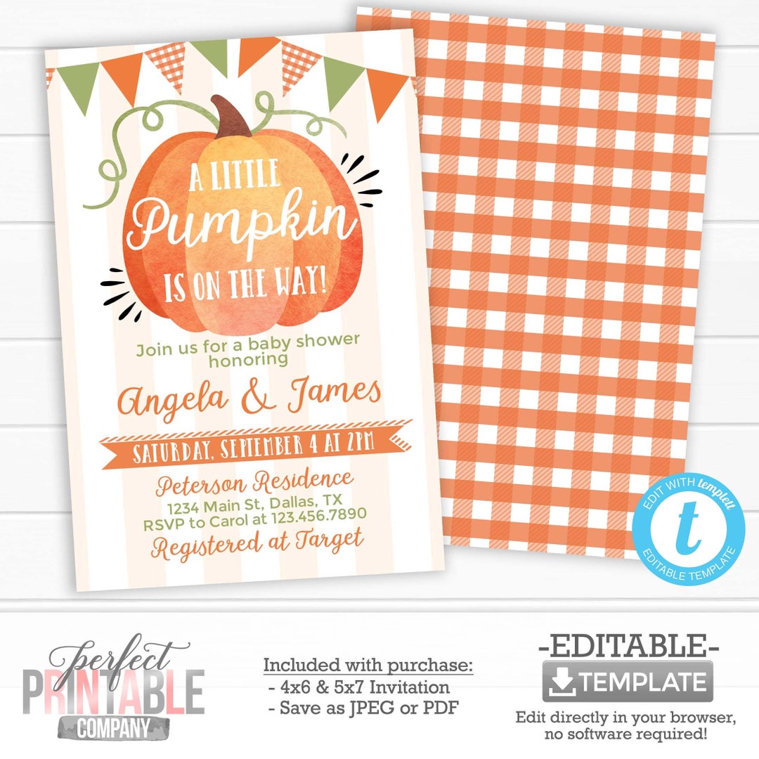Pumpkin Patch Baby Shower Invitation, Fall Pumpkin Baby Shower Invite ...