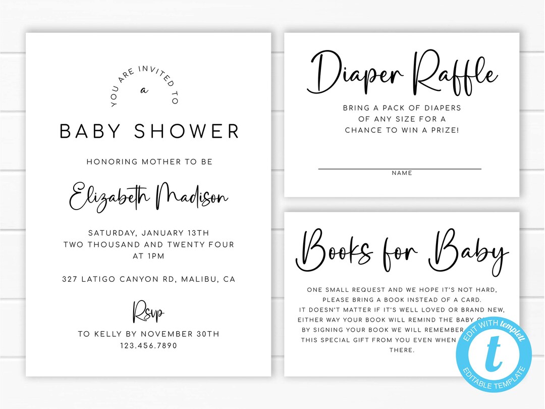 Simple Baby Shower Invitation, Minimalist Baby Shower Invitation, Baby ...