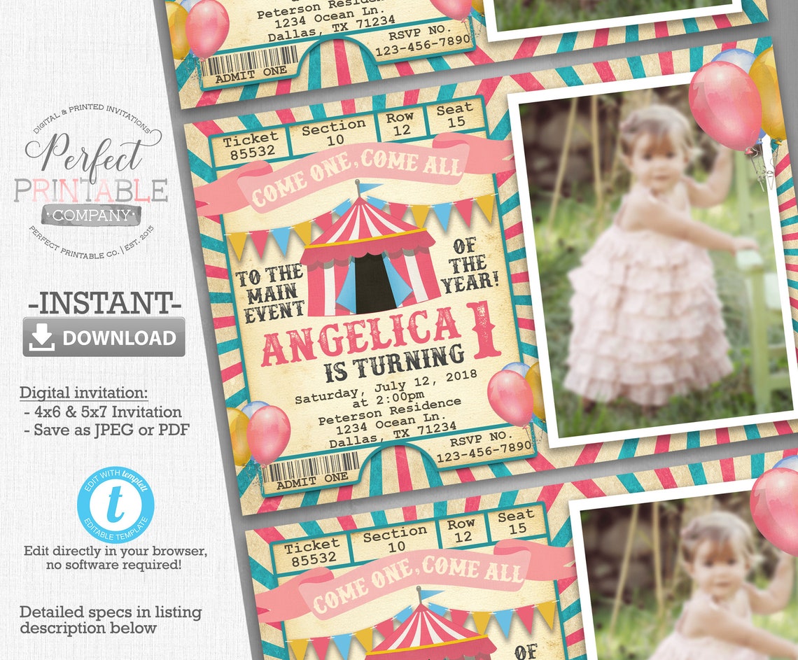 Carnival Birthday Party Invitation Carnival Invitation - Etsy
