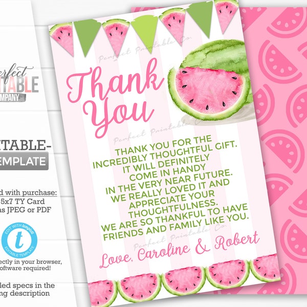 Watermelon Thank You Template - Etsy
