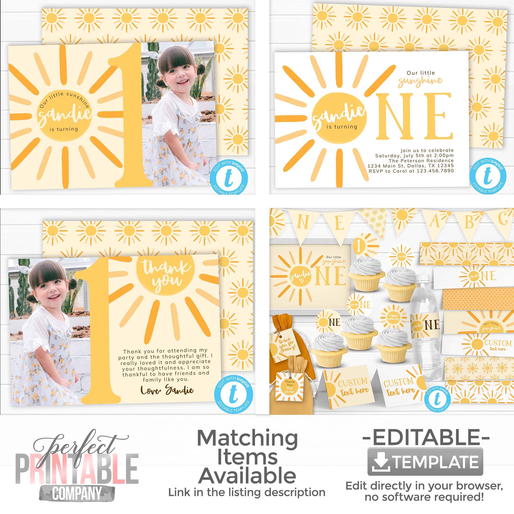 Our Little Sunshine Invitation Sun Birthday Party Invitation | Etsy