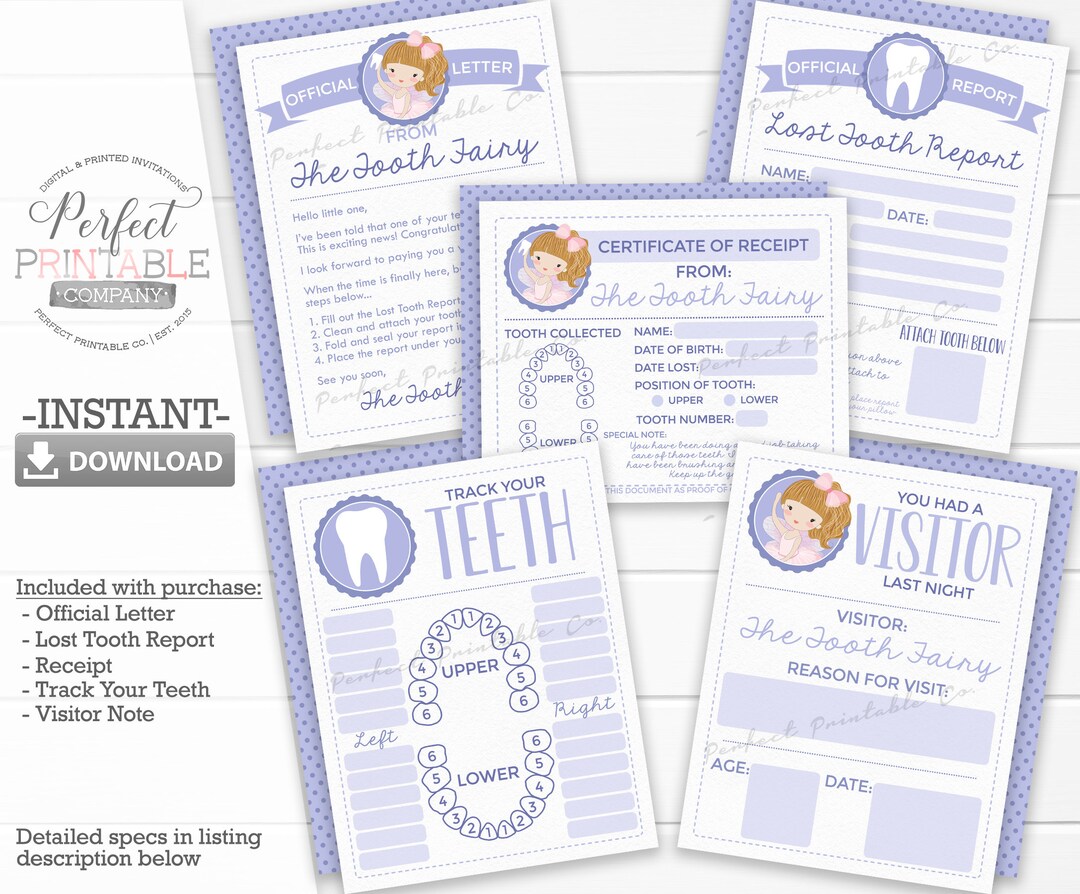 Tooth Fairy Letter, Tooth Fairy Set, Tooth Fairy Certificate, Tooth ...