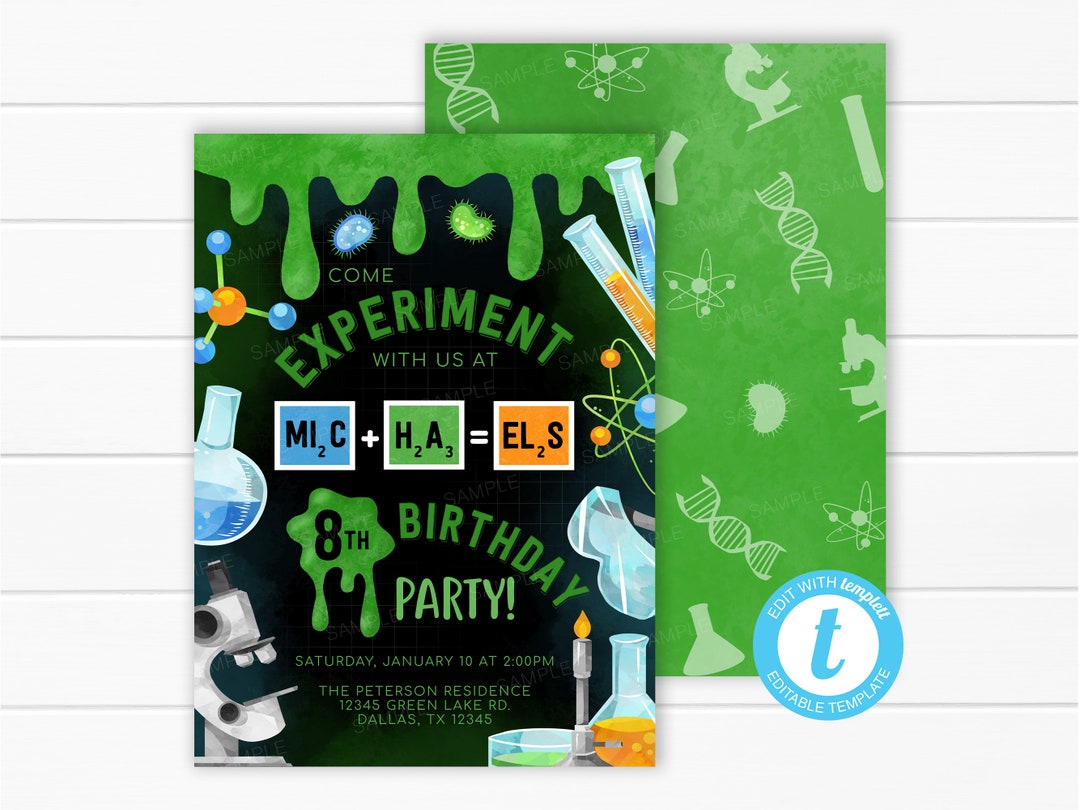 Science Experiment Birthday Invitation Mad Scientist Party Invite ...