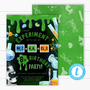 Science Experiment Birthday Invitation Mad Scientist Party Invite ...
