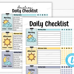 Printable Daily Checklist for Kids, Editable Daily Responsibility Chart ...