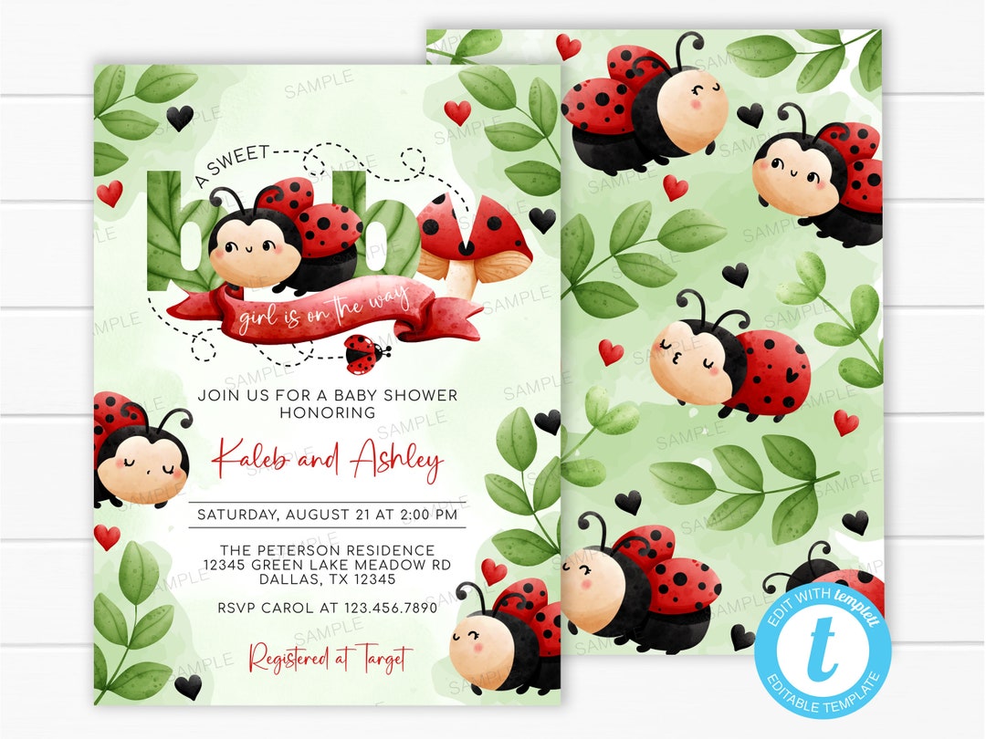 Ladybug Baby Shower Invitation, Ladybug Invite, Ladybug Baby Sprinkle ...