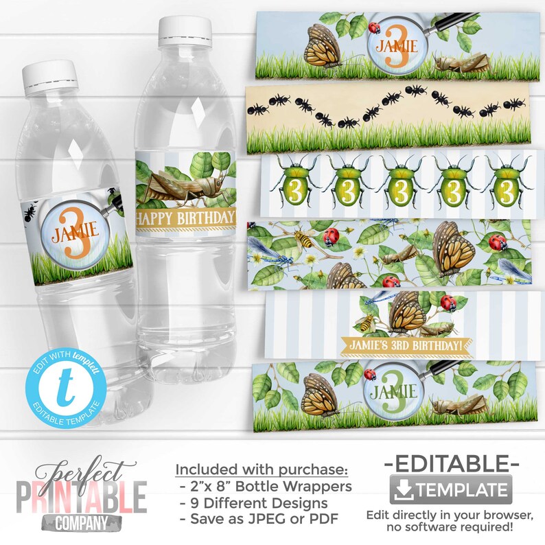 Insect Bug Water Bottle Wrappers Insect Bug Water Bottle - Etsy