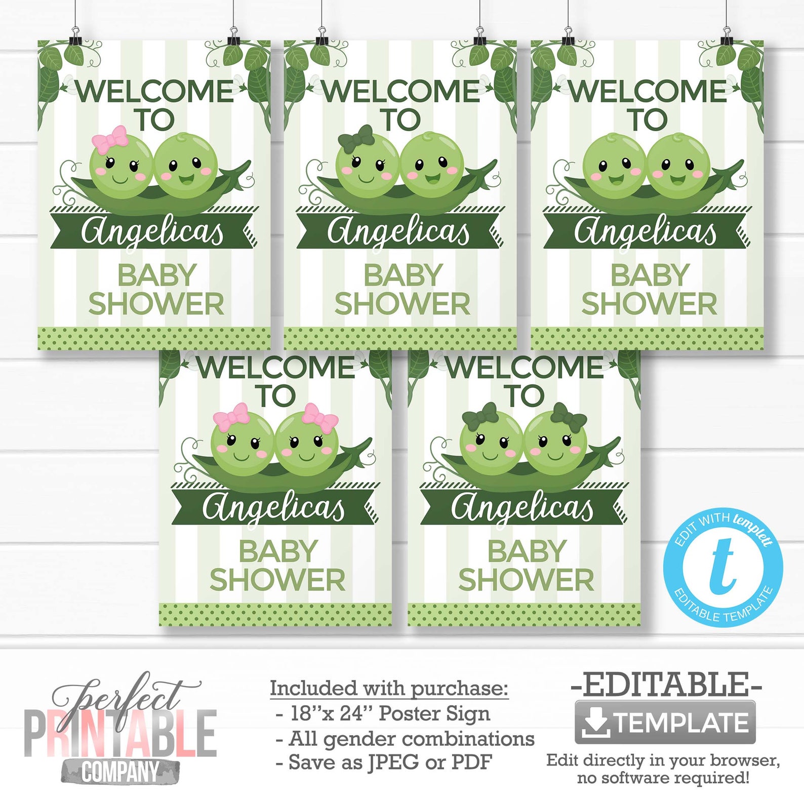 Two Peas in a Pod 18x24 Welcome Sign Pea Pod Poster Sign Two - Etsy