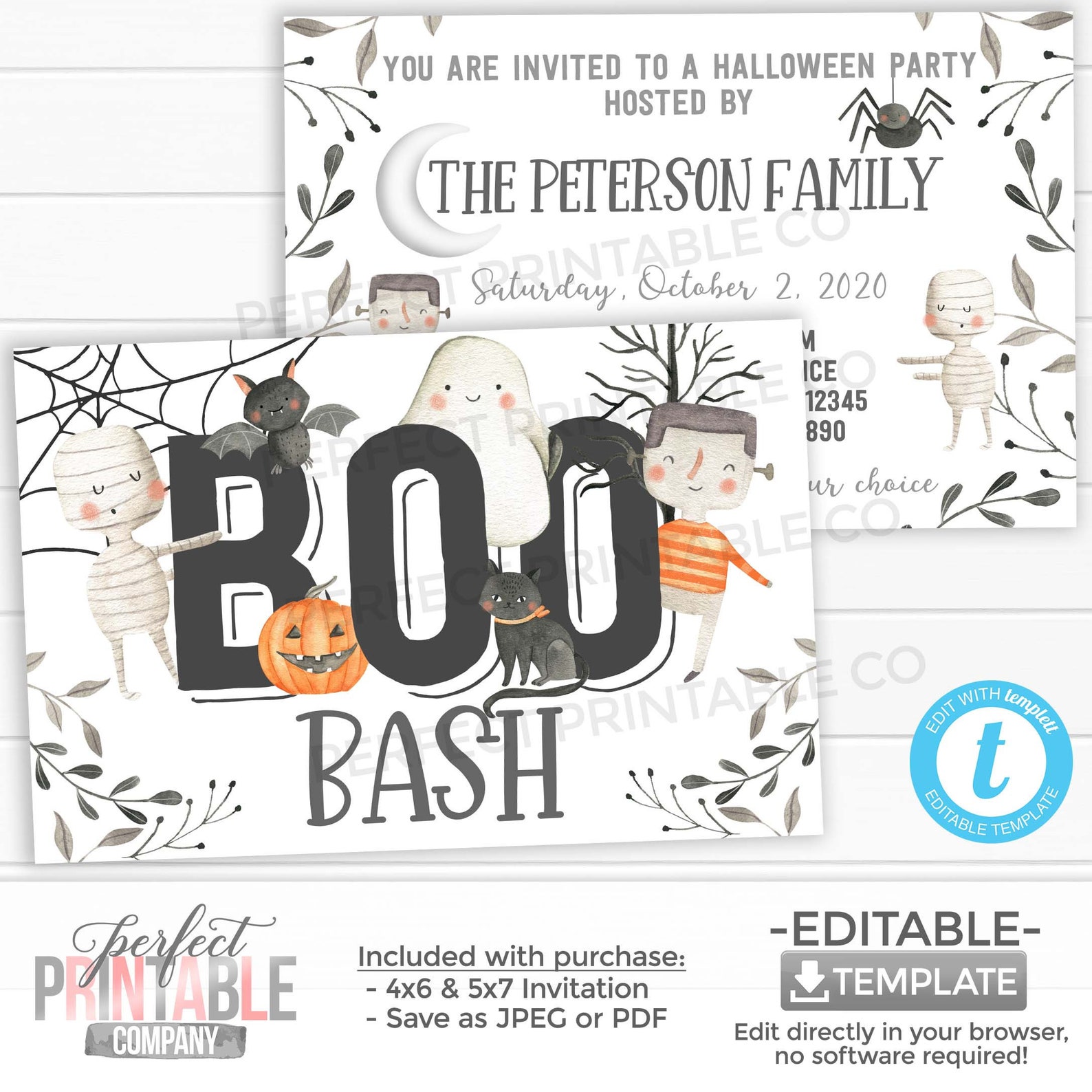 Ghost Halloween Party Invitation Boo Bash Halloween Invite - Etsy