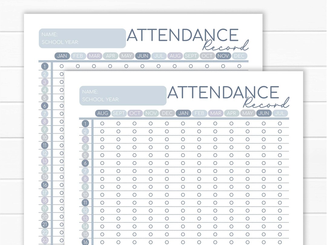 Homeschool Attendance Record Student Attendance Log Child Attendance ...