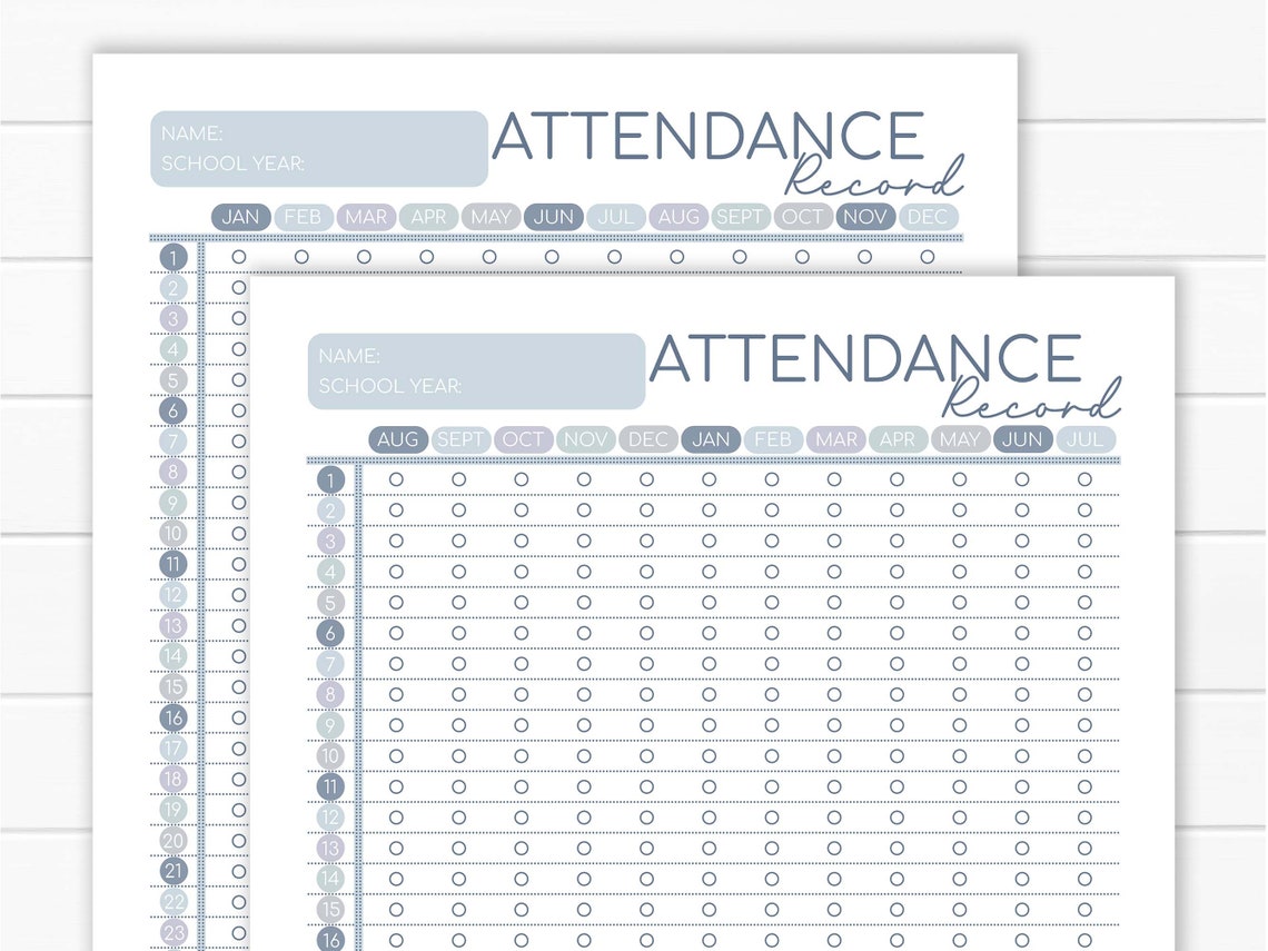 Homeschool Attendance Record Student Attendance Log Child - Etsy