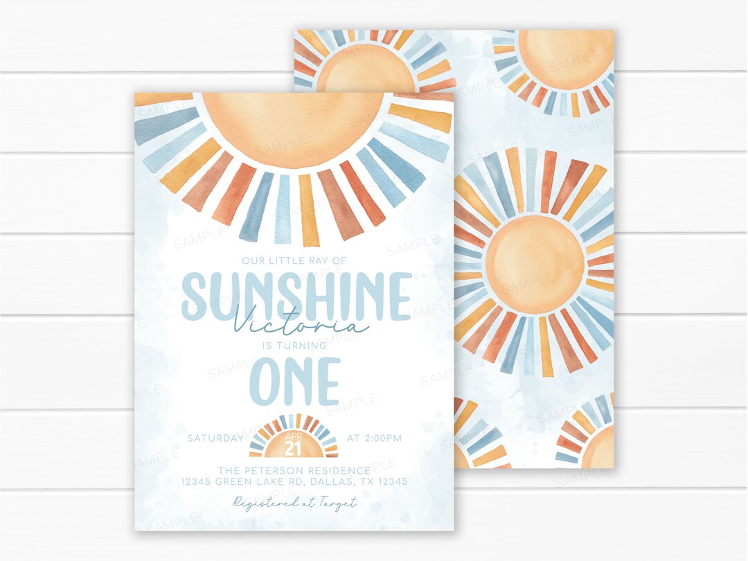 Sunshine Birthday Invitation Template, Little Ray of Sunshine Party ...