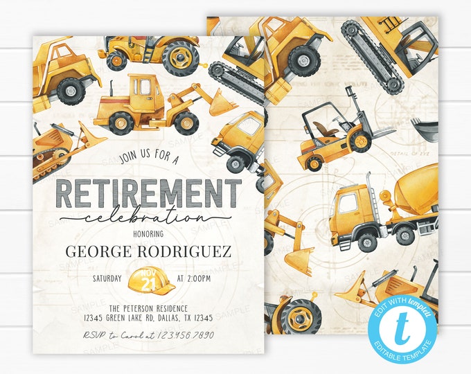 Construction Retirement Invitation - Etsy