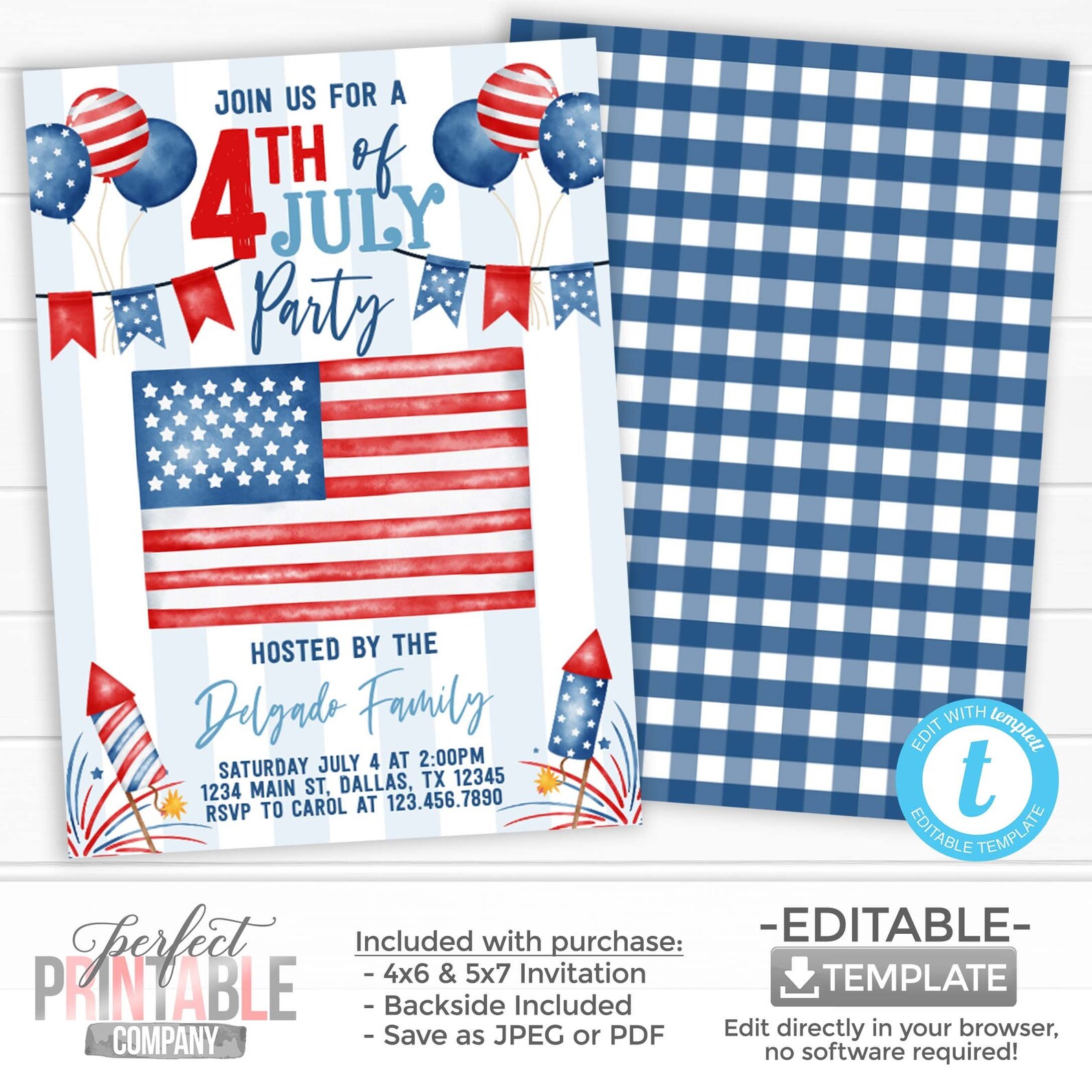 4th of July Party Invitation 4th of July Invite Independence - Etsy