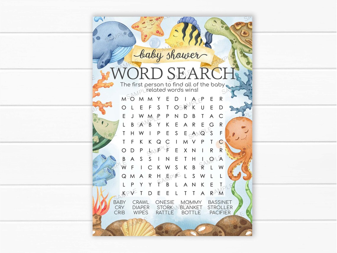 Ocean Baby Shower Word Search Game Baby Shower Word Seek - Etsy