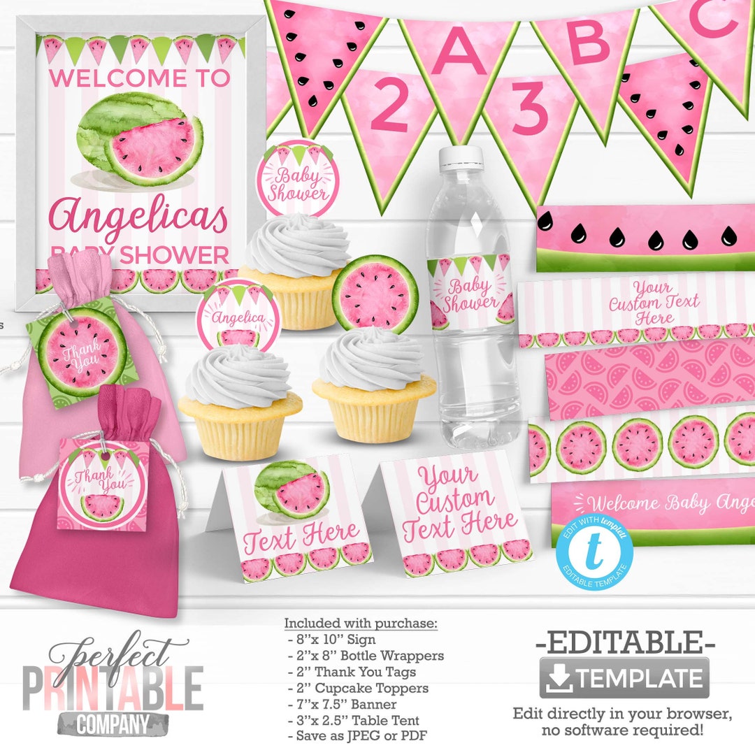 Watermelon Baby Shower Decorations, Watermelon Baby Shower Package ...