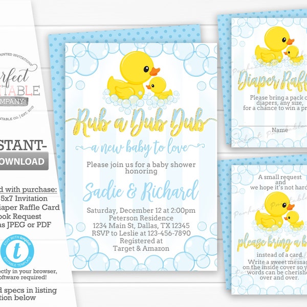 Rubber Duck Baby Shower Invitation Book Request - Etsy