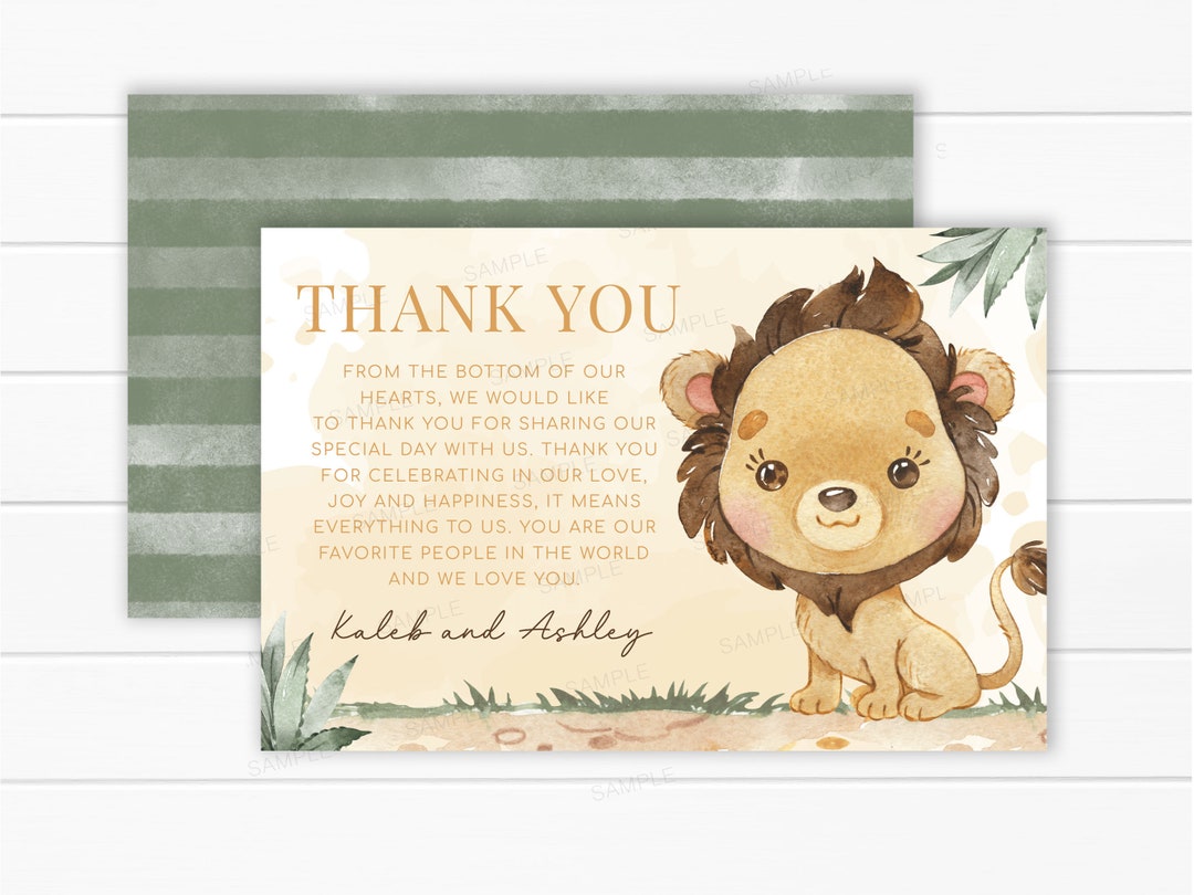 Lion Cub Thank You Card | Thank You Note | Thank You Letter | Thank You ...