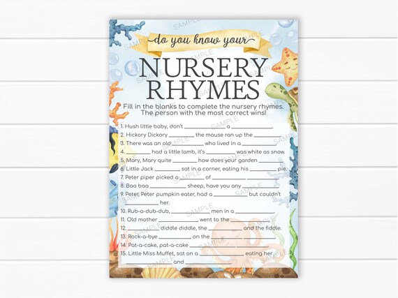 Nursery Rhyme Knowledge Game Cowboy Baby Shower Game: Nursery Rhymes!