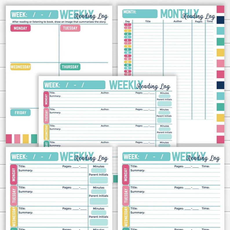 Homeschool Reading Log Weekly Reading Log Daily Monthly | Etsy