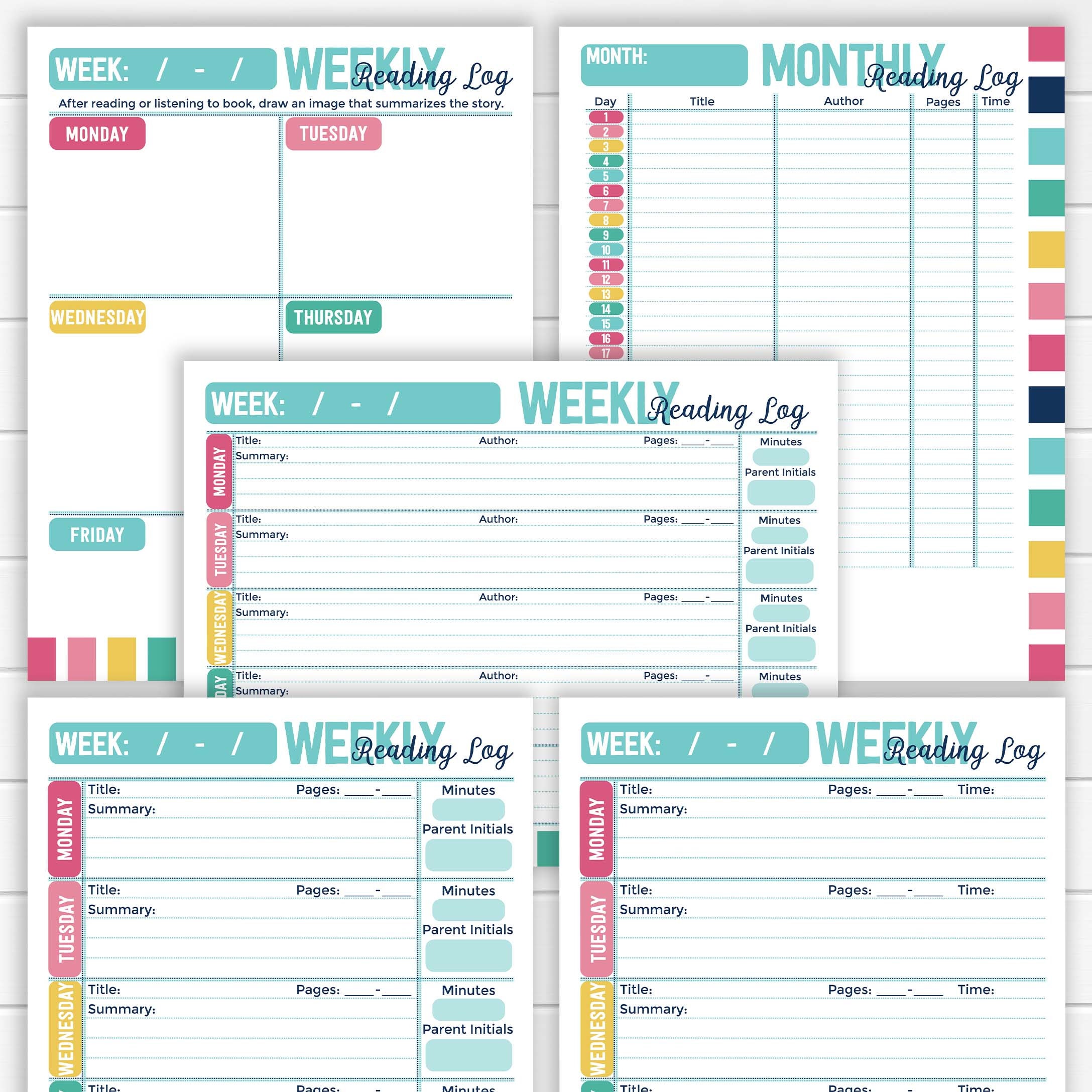 Homeschool Reading Log, Weekly & Monthly, Grades K-4 (PDF) - Etsy