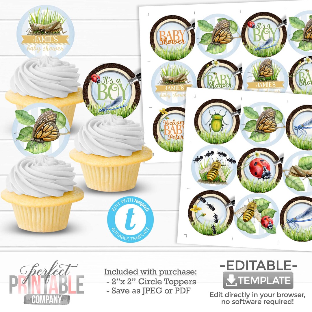 Bug Insect Cupcake Toppers, Bug Insect Cake Topper, Bug Insect Baby ...