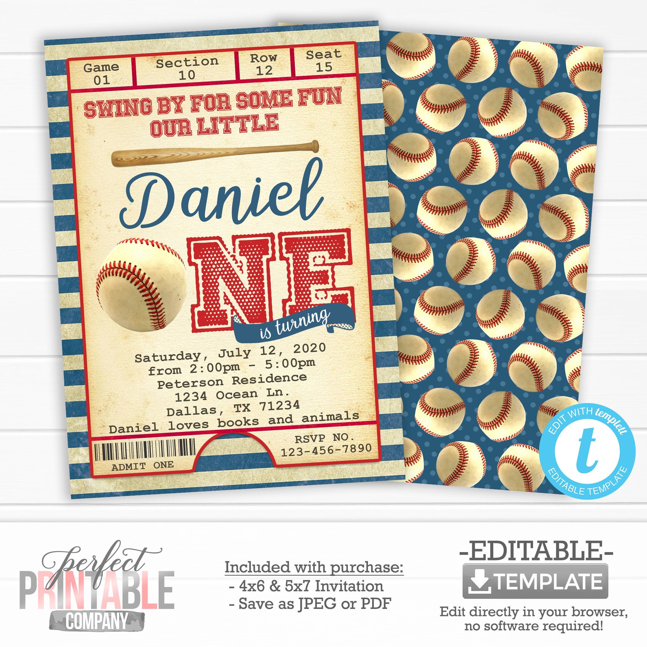 Vintage Baseball Invitation Baseball Birthday Party | Etsy