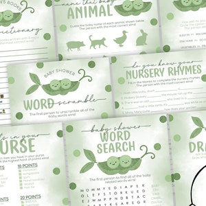 Two Peas in a Pod Baby Shower Games - Sweet Pea Twin Boys Activity ...