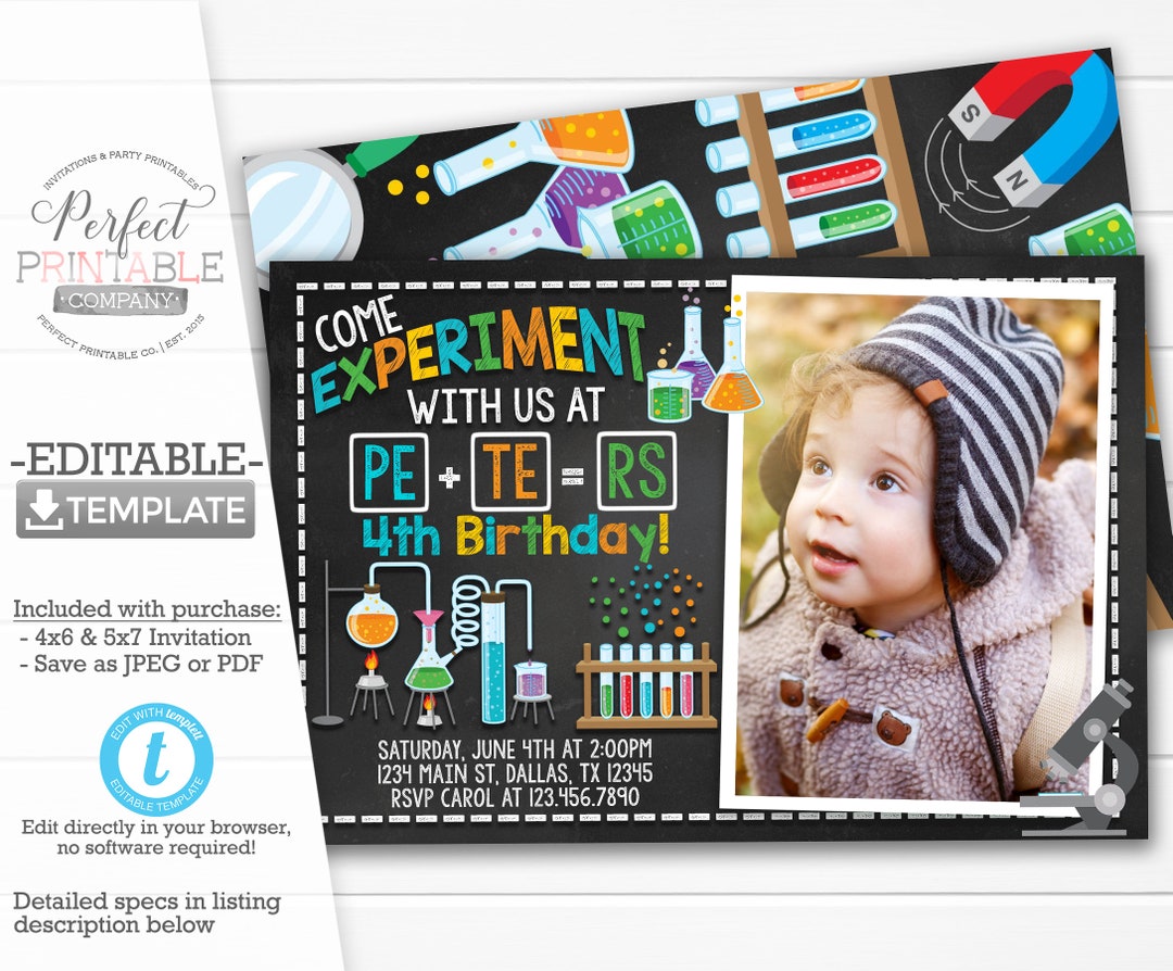 Science Birthday Party Invitation Science Invite Boy Science - Etsy