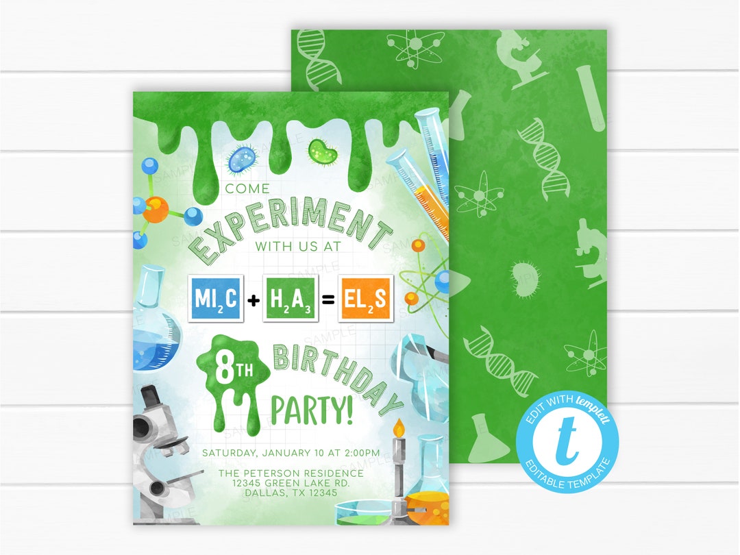 Science Experiment Birthday Invitation - Mad Scientist Party Invite ...