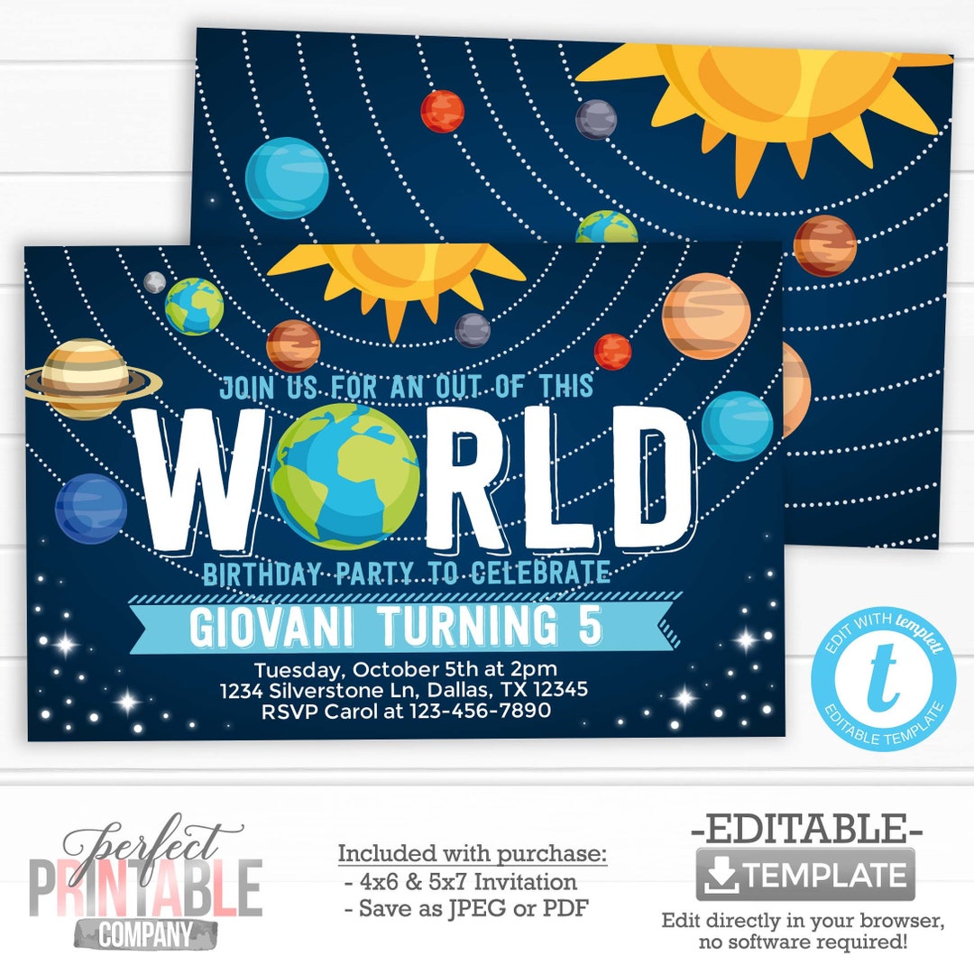 Solar System Birthday Invitation, Outer Space Birthday Invitation ...