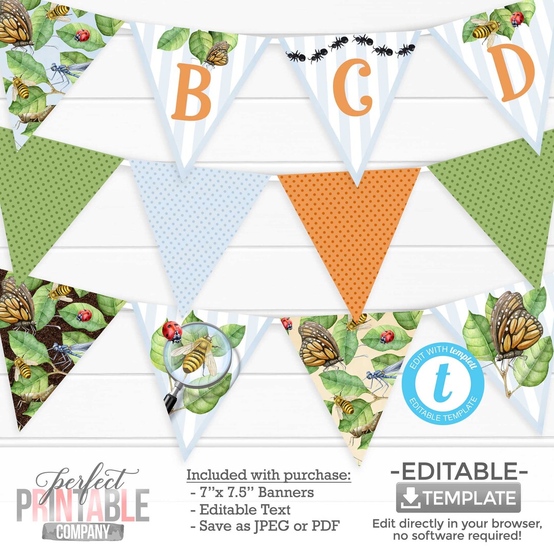 Bug Insect Welcome Banner, Bug Insect Happy Birthday Banner, Bug Insect ...