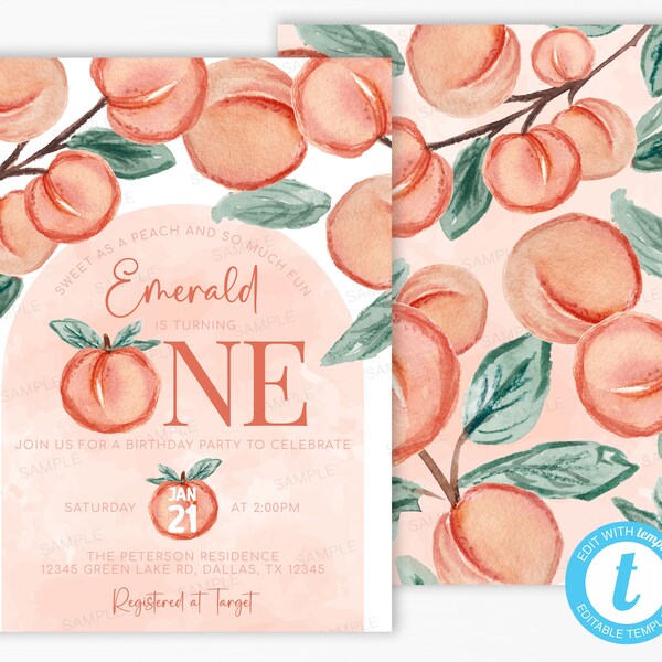 Peach Invitation - Etsy