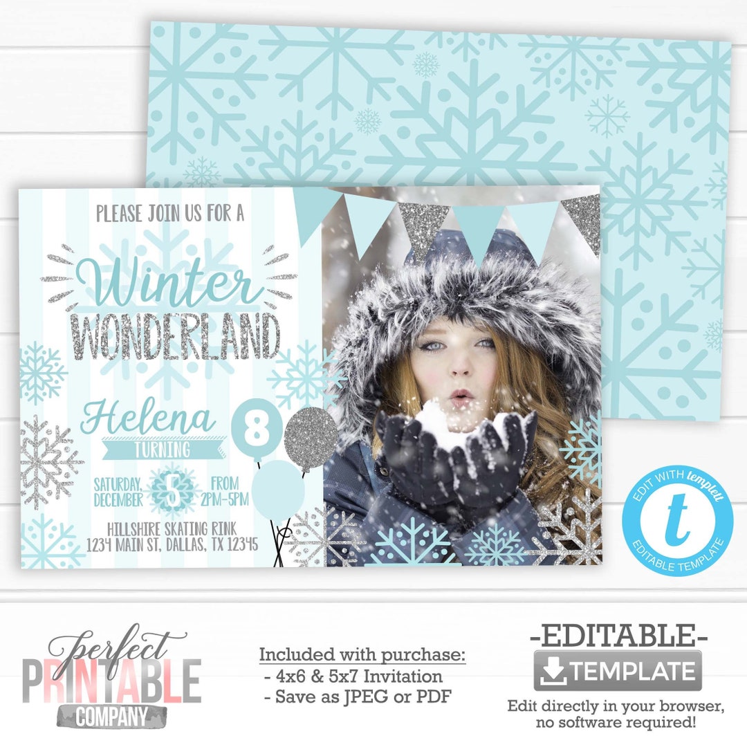 Winter Wonderland Birthday Invitation Snowflake Invitation - Etsy