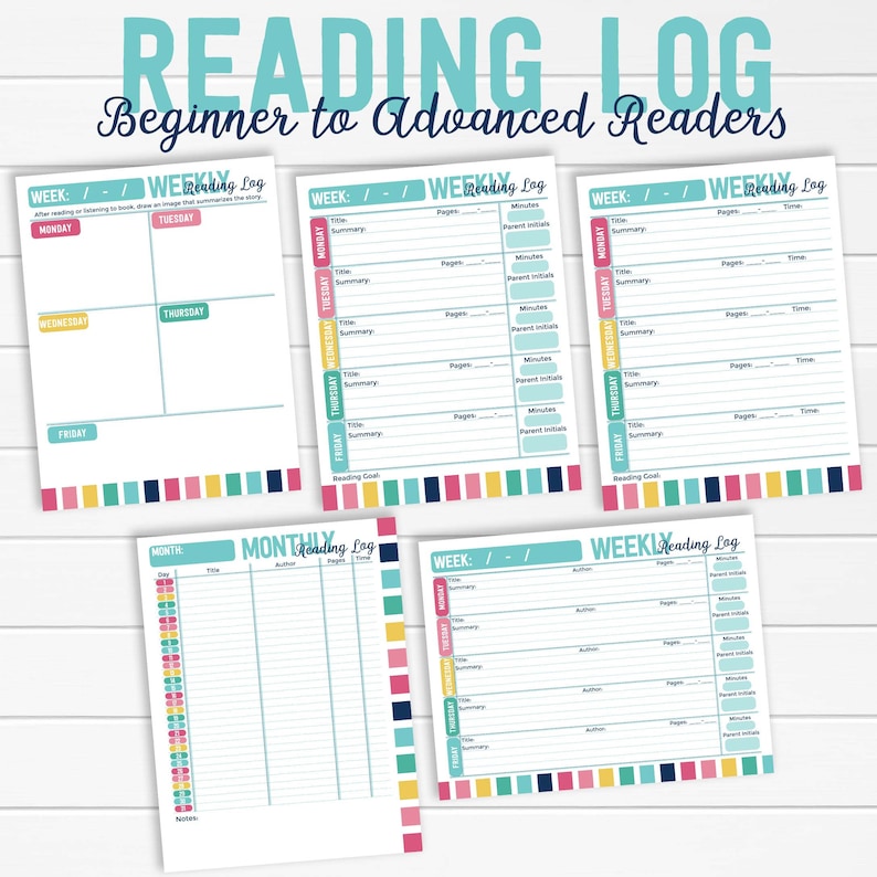 Homeschool Reading Log Weekly Reading Log Daily Monthly | Etsy