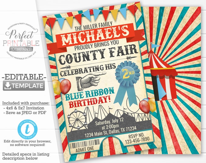 County Fair Invitation County Fair Birthday Invitation County Fair ...