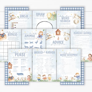 Nursery Rhyme Baby Shower Games - Mother Goose Group Activity - Word ...