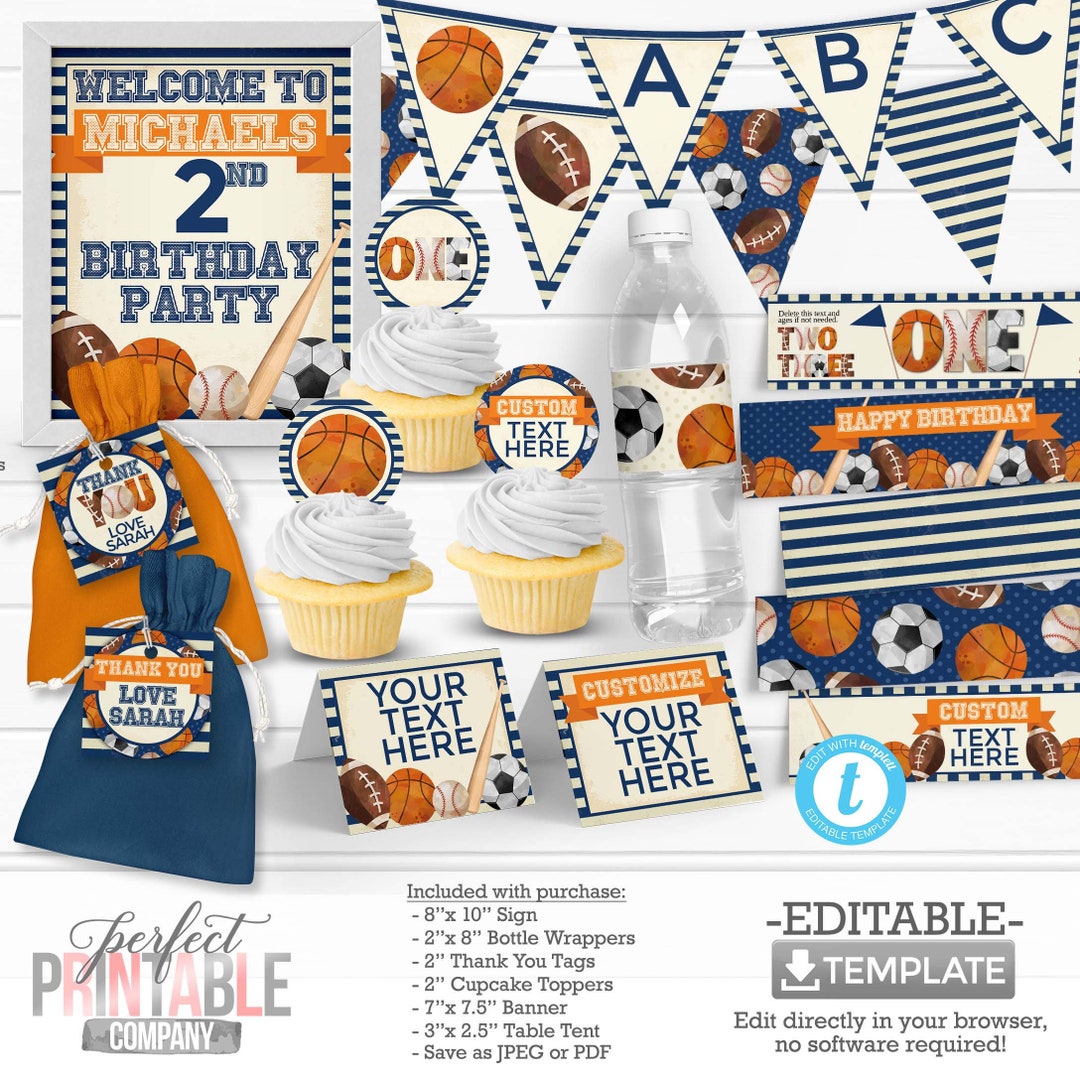 Sports Birthday Party Decorations, Sports Birthday Party Package Bundle ...