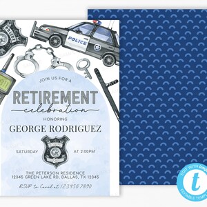 Policeman Retirement Party Invitation, Police Retirement Celebration ...