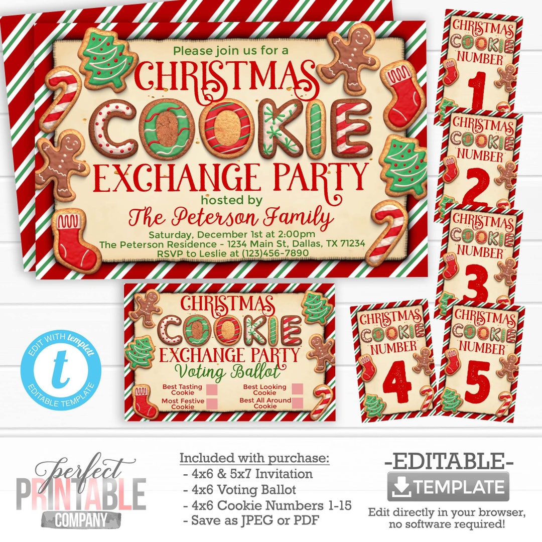 Christmas Cookie Exchange Party Invitation, Cookie Decorating Party ...