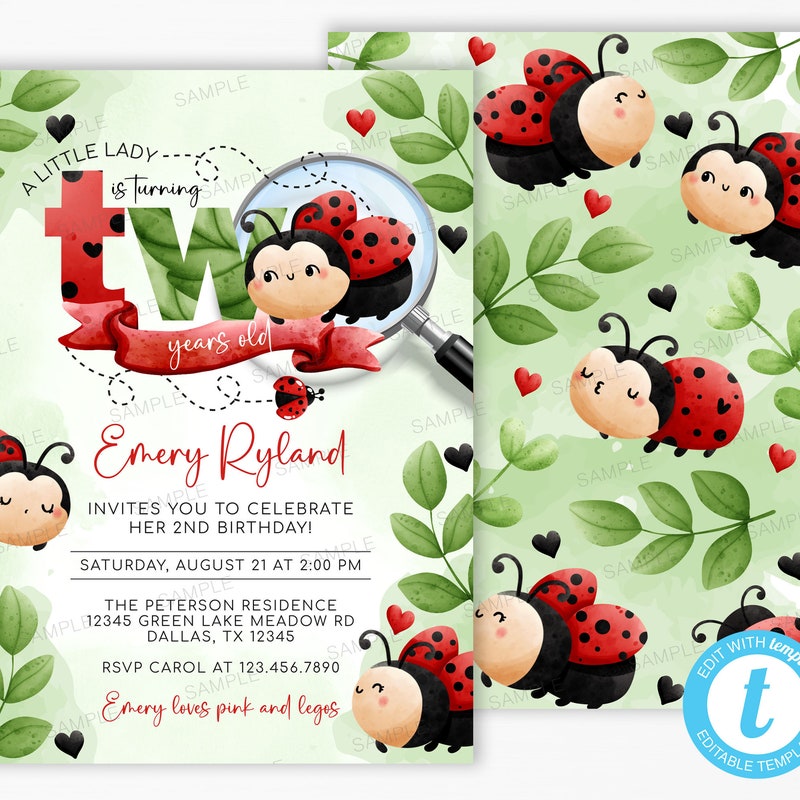 Ladybug Invitation - Etsy