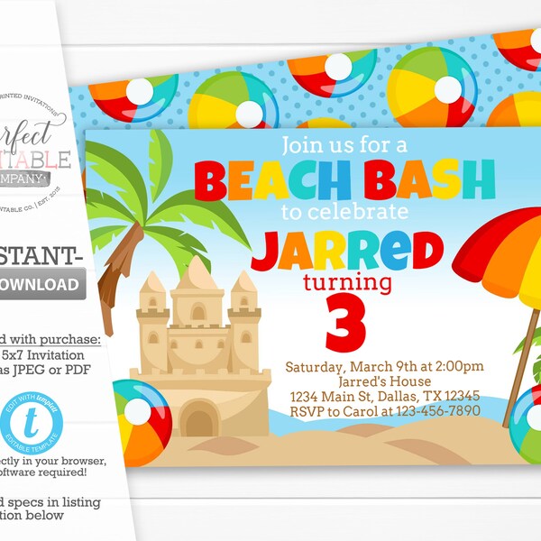 Beach Ball Invite - Etsy
