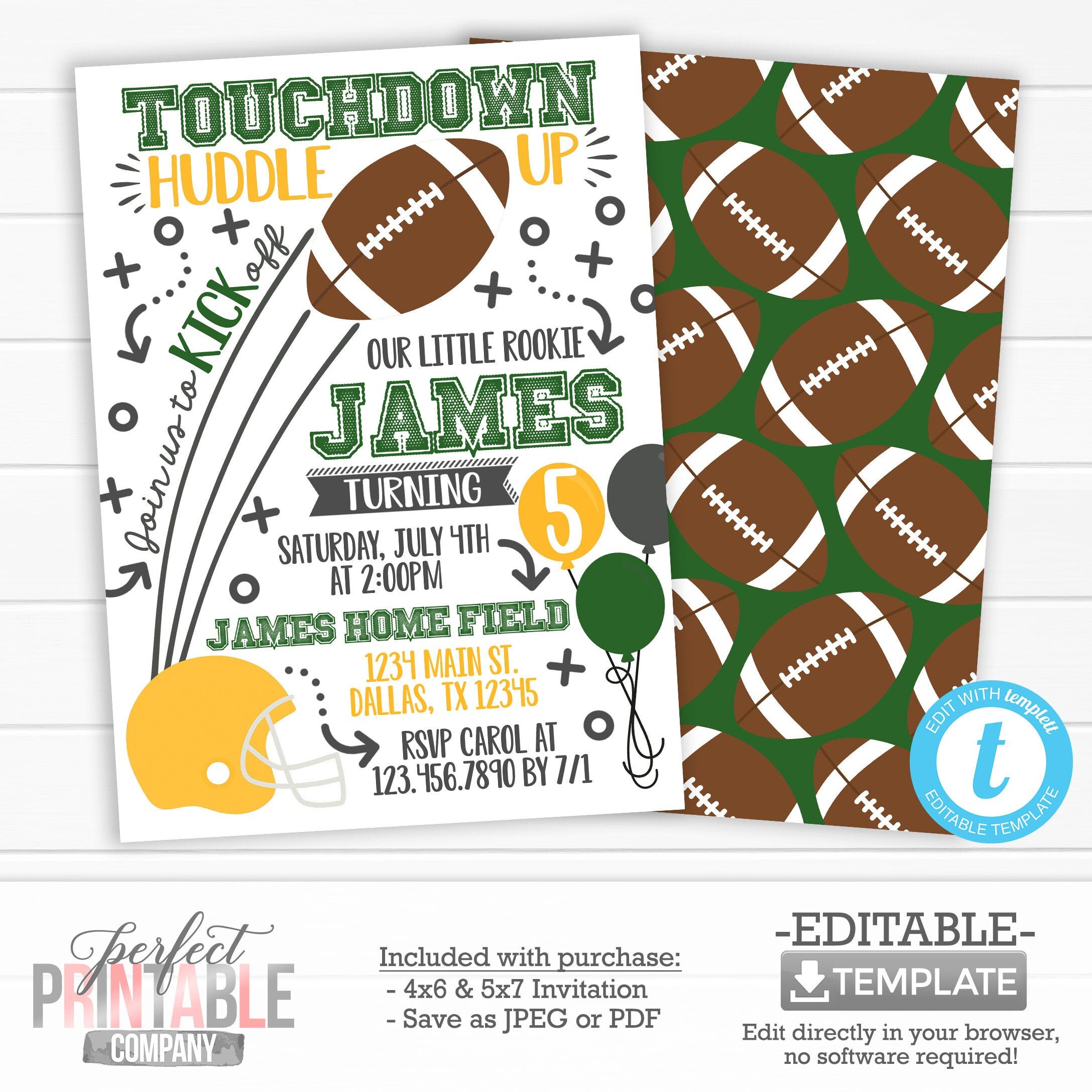 Football Birthday Invitation Football Invite Football | Etsy