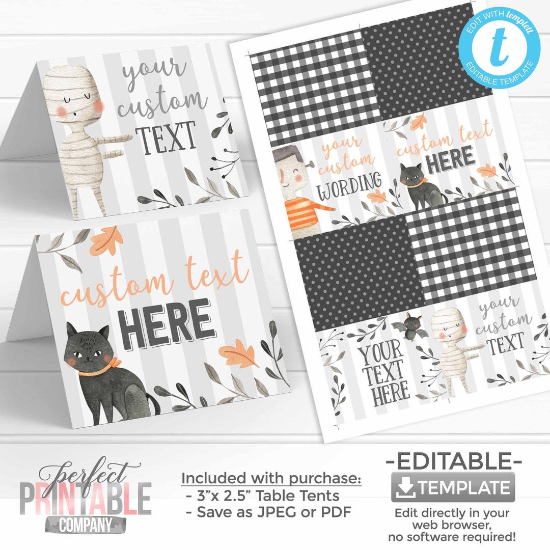 Halloween Table Tents, Halloween Place Cards, Halloween Food Labels ...