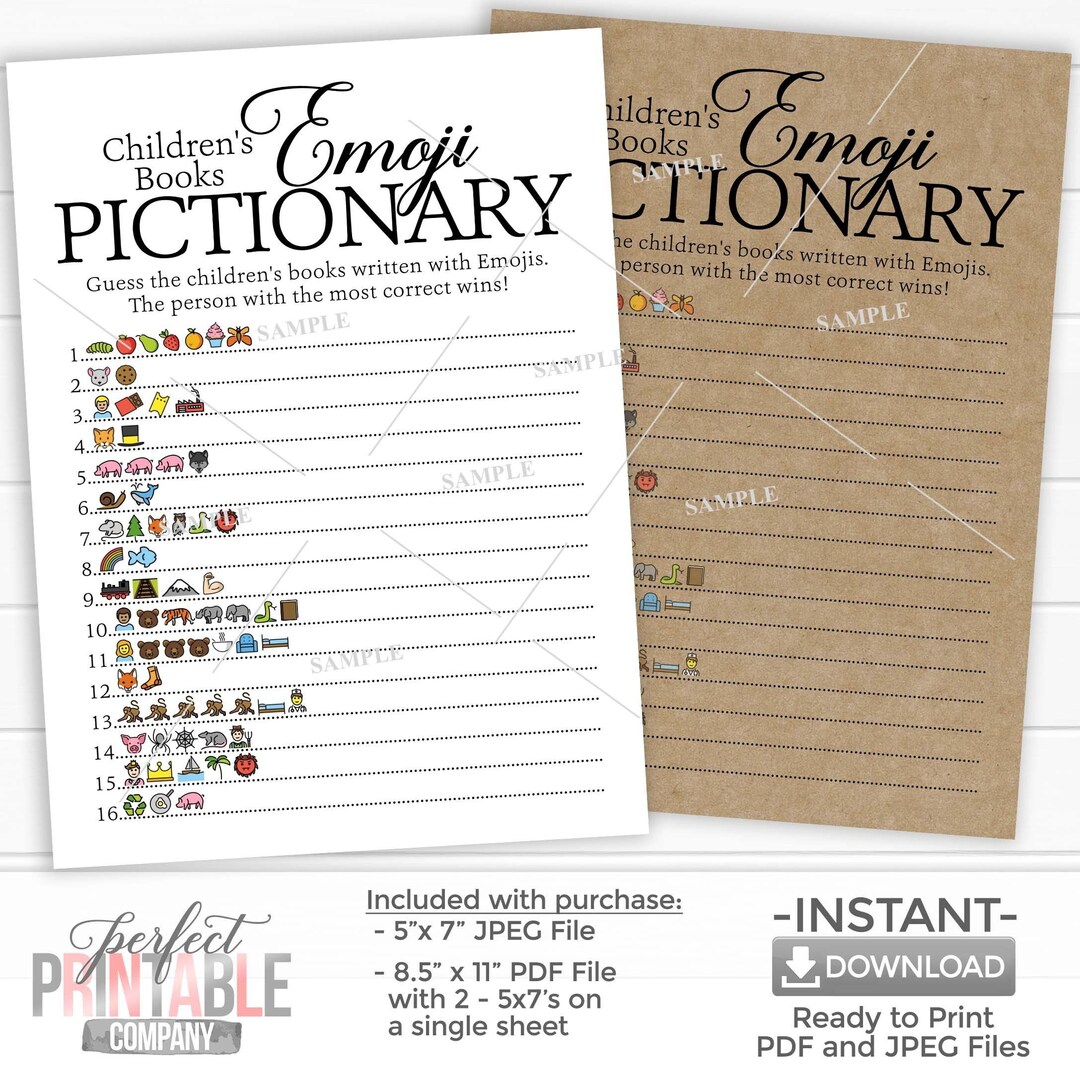 Children's Books Emoji Pictionary Game Emoji Baby Shower - Etsy